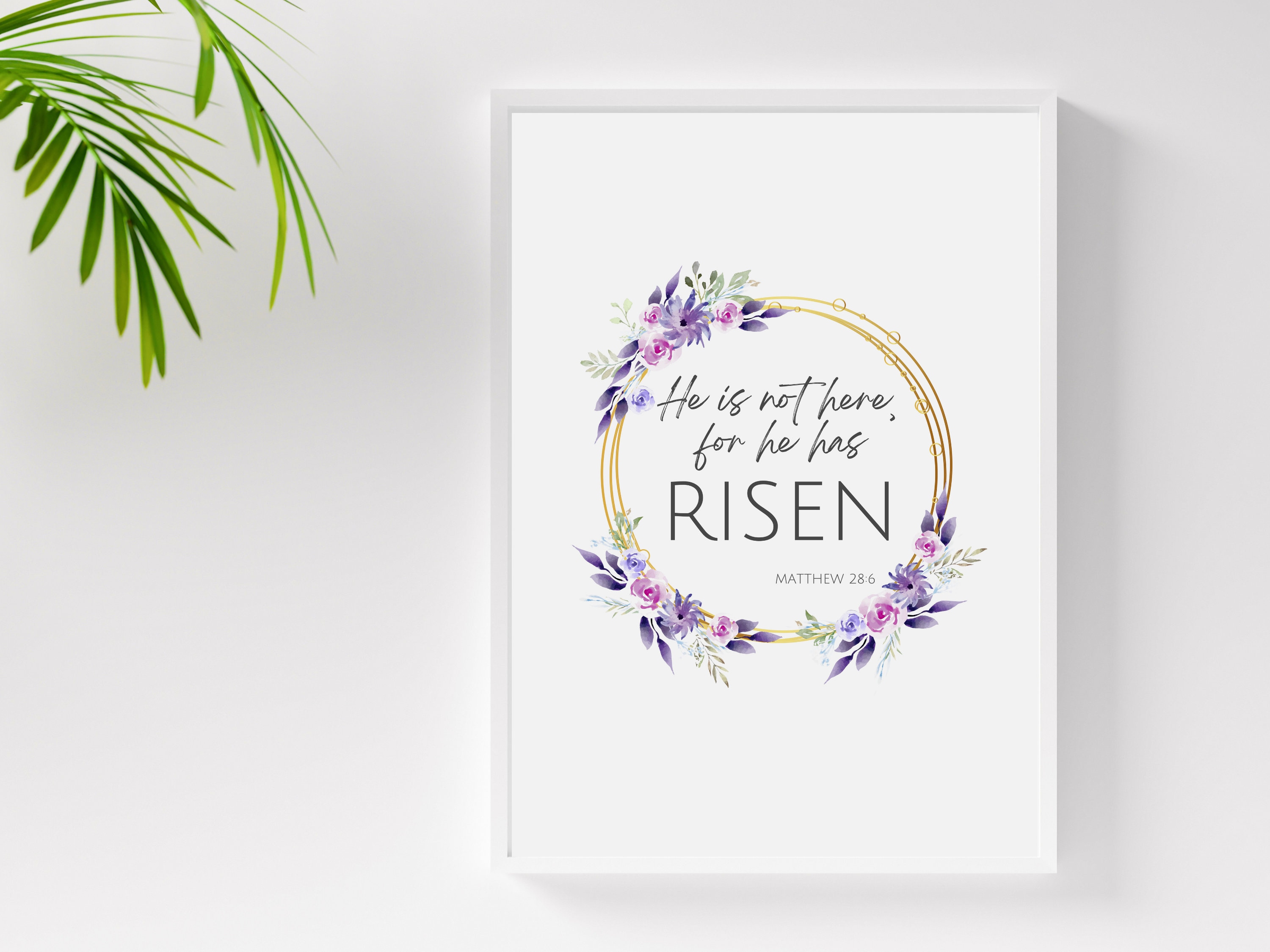 He is Not Here, for He is Risen Sign Easter Print Bible Verse Wall Art ...