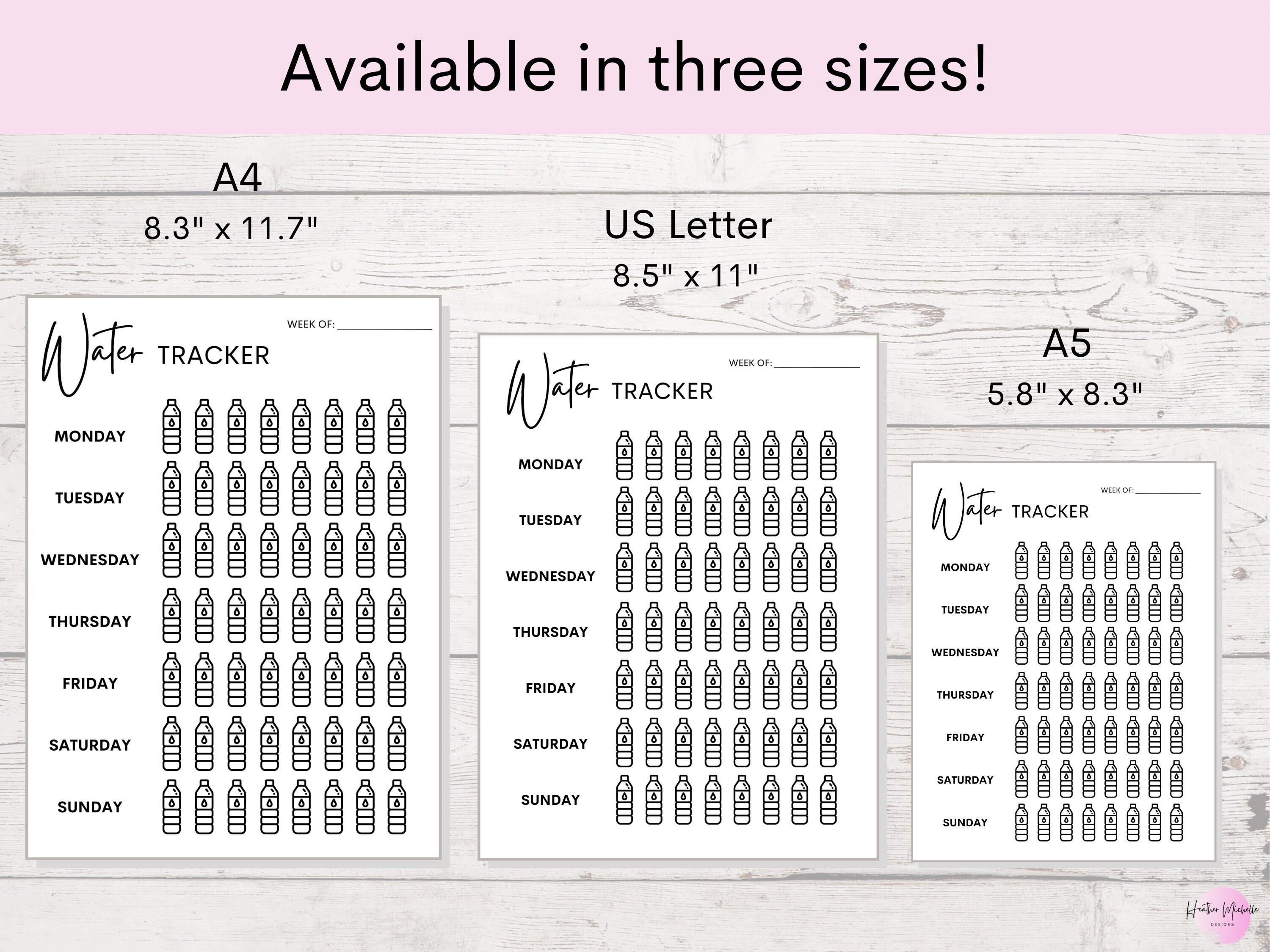 Weekly Water Intake Tracker | Water Log Printable | Daily Hydration ...