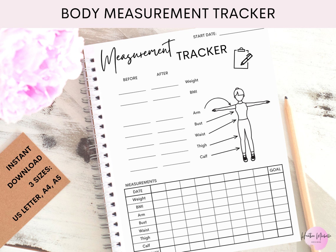 Body Measurement Tracker Printable Weight Loss Chart BMI Weekly Weigh ...