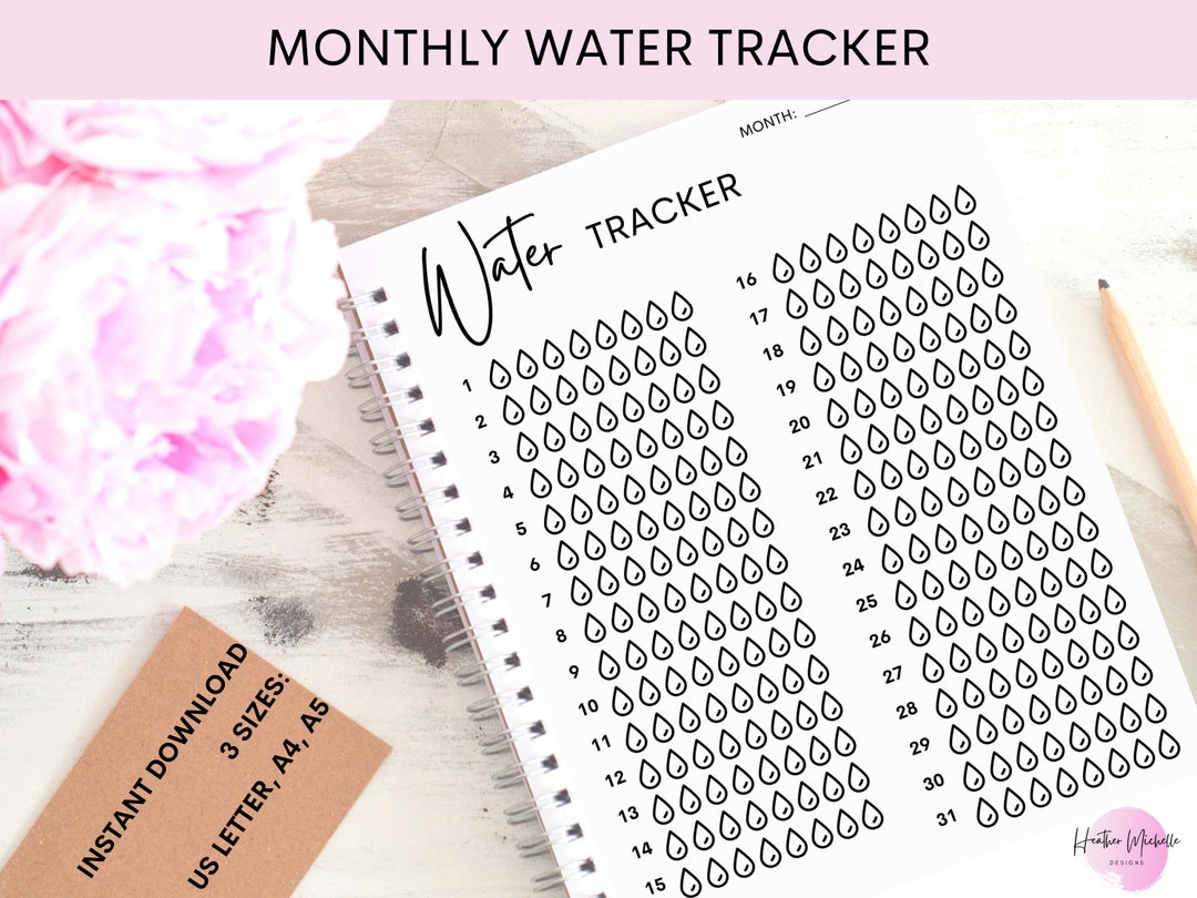Monthly Hydration Water Tracker | Printable PDF | Available in US ...
