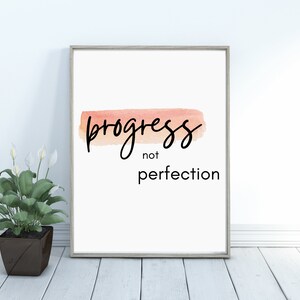 Progress Not Perfection Motivational Wall Art Printable for Home ...