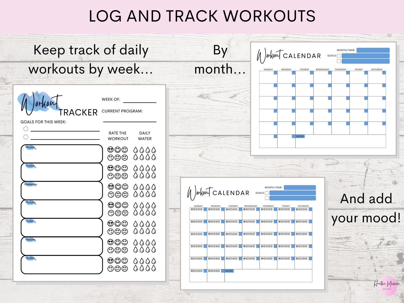 Weight Loss Journal Fitness Planner Printable PDF in Blue Available in ...