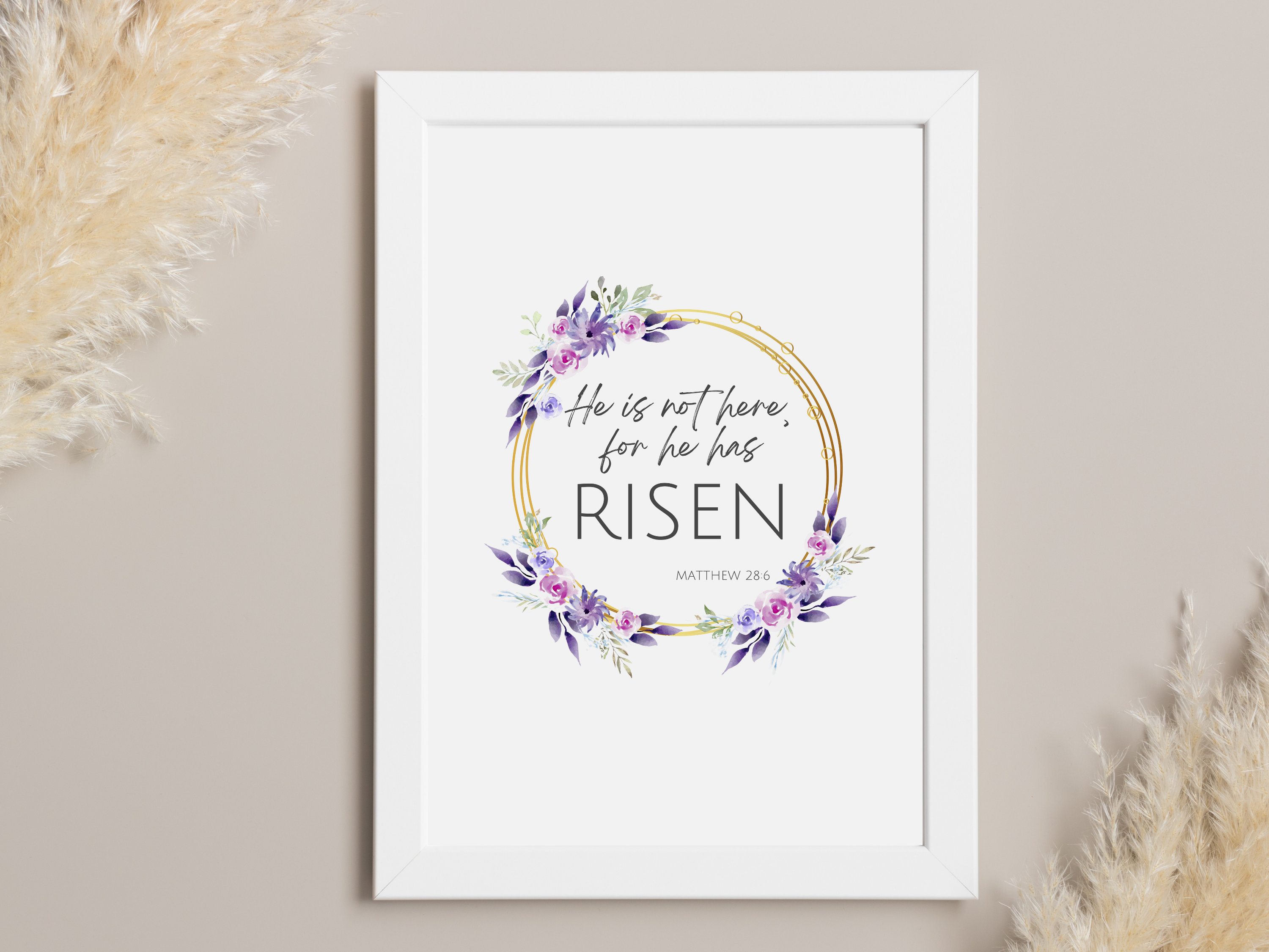 He is Not Here, for He is Risen Sign Easter Print Bible Verse Wall Art ...