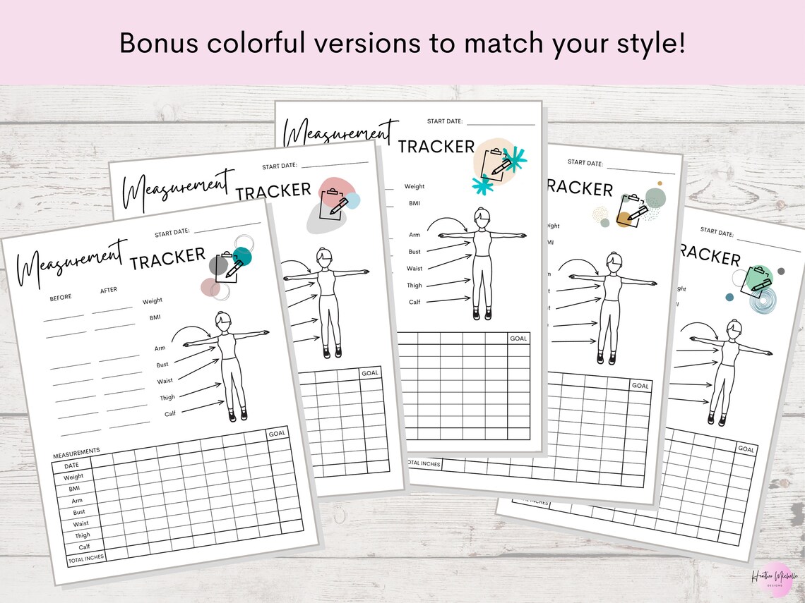 Body Measurement Tracker Printable Weight Loss Chart BMI Weekly Weigh ...