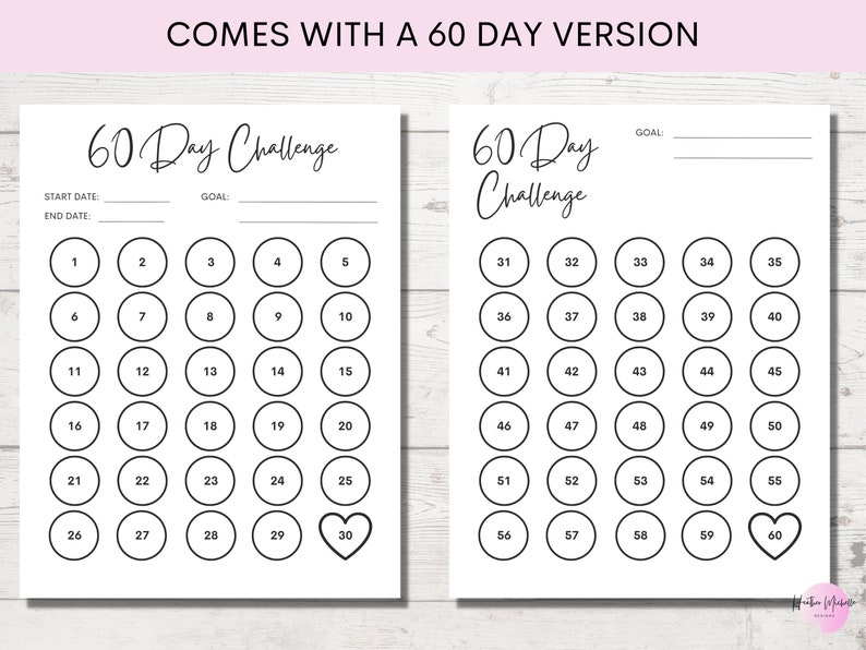 30 Day Challenge Template Savings Challenge Selfcare Challenge 60 Day ...