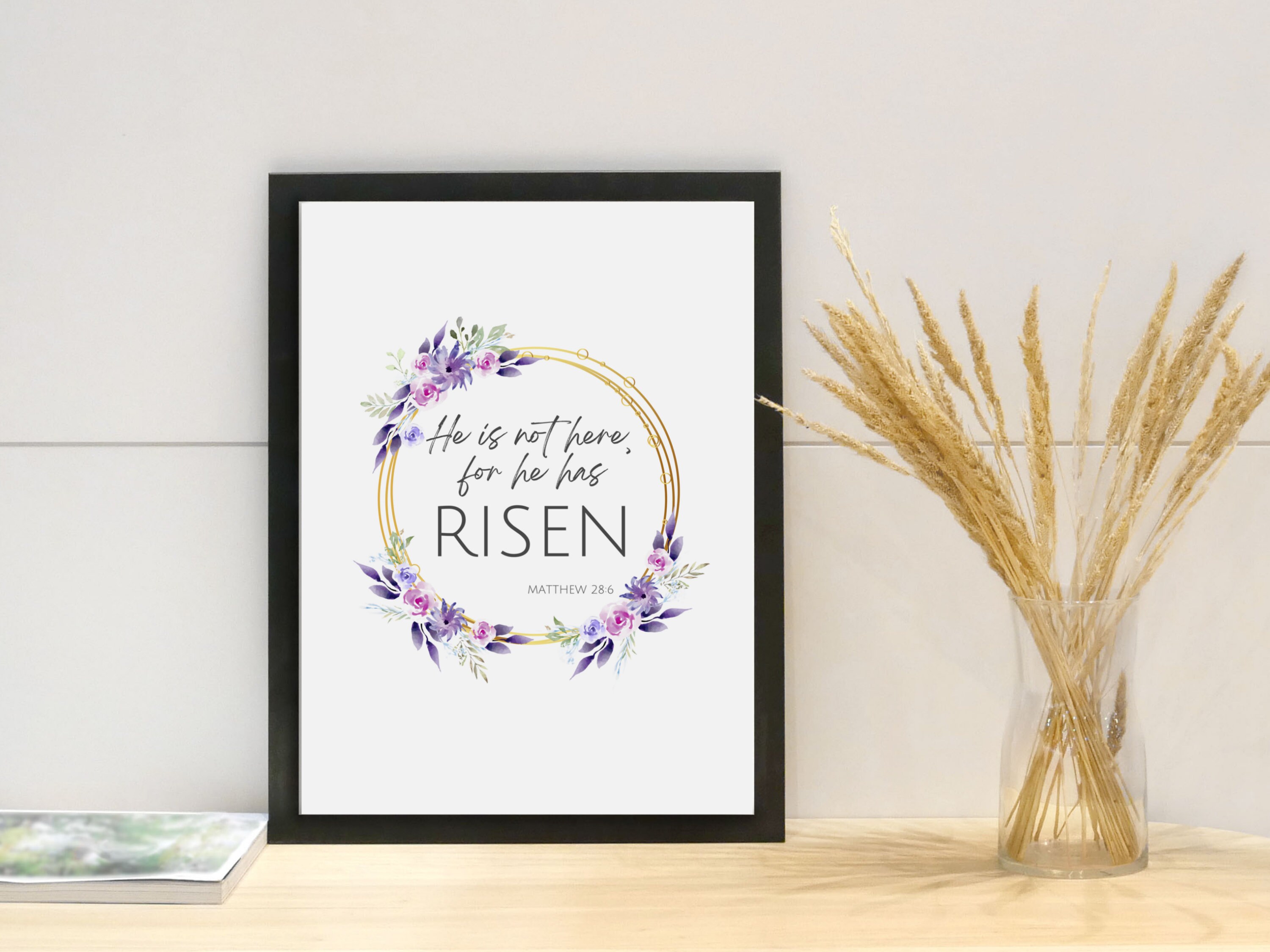 He is Not Here, for He is Risen Sign Easter Print Bible Verse Wall Art ...
