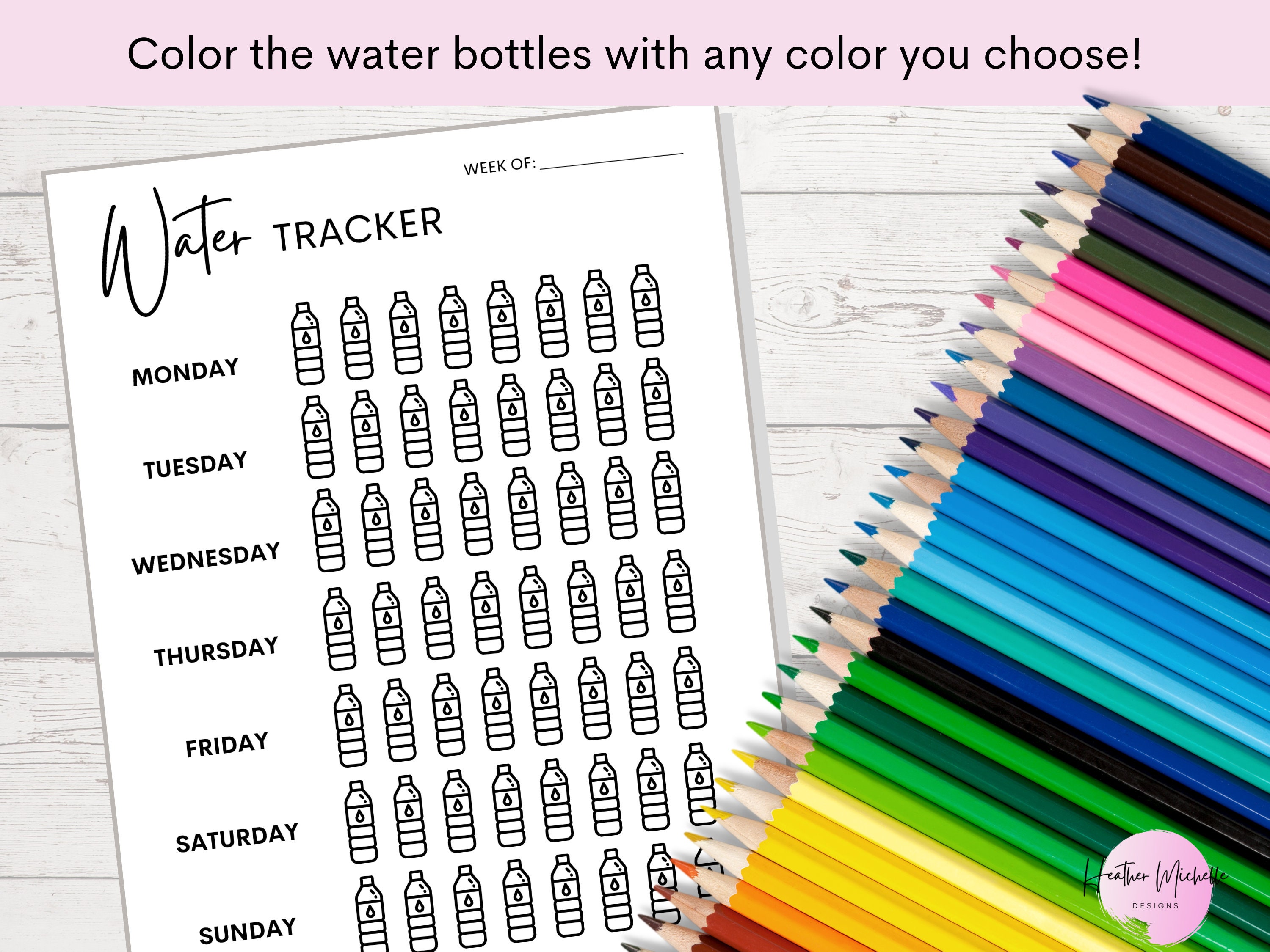 Weekly Water Intake Tracker | Water Log Printable | Daily Hydration ...