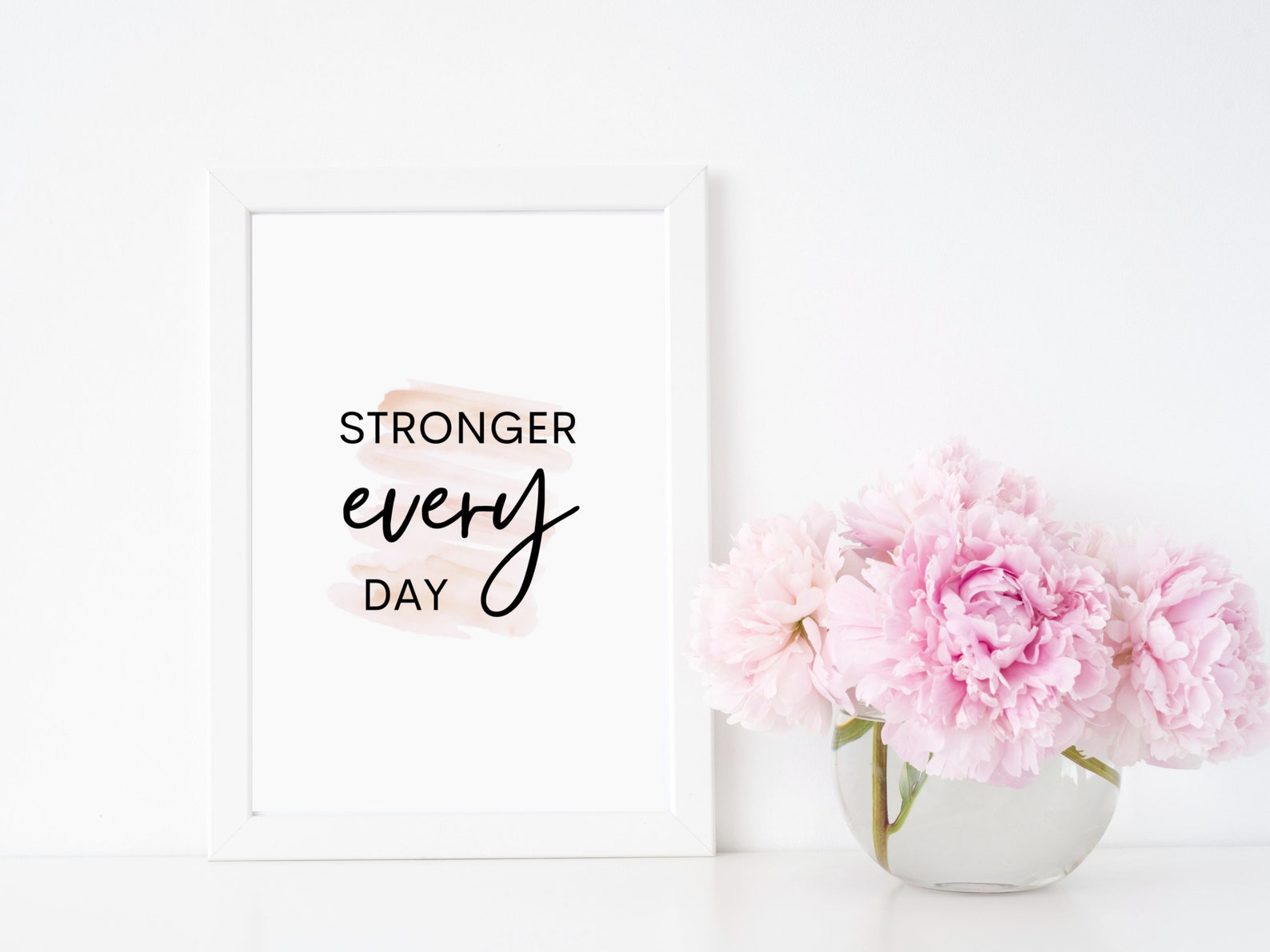 Stronger Every Day Motivational Wall Art Printable for Home, Office ...