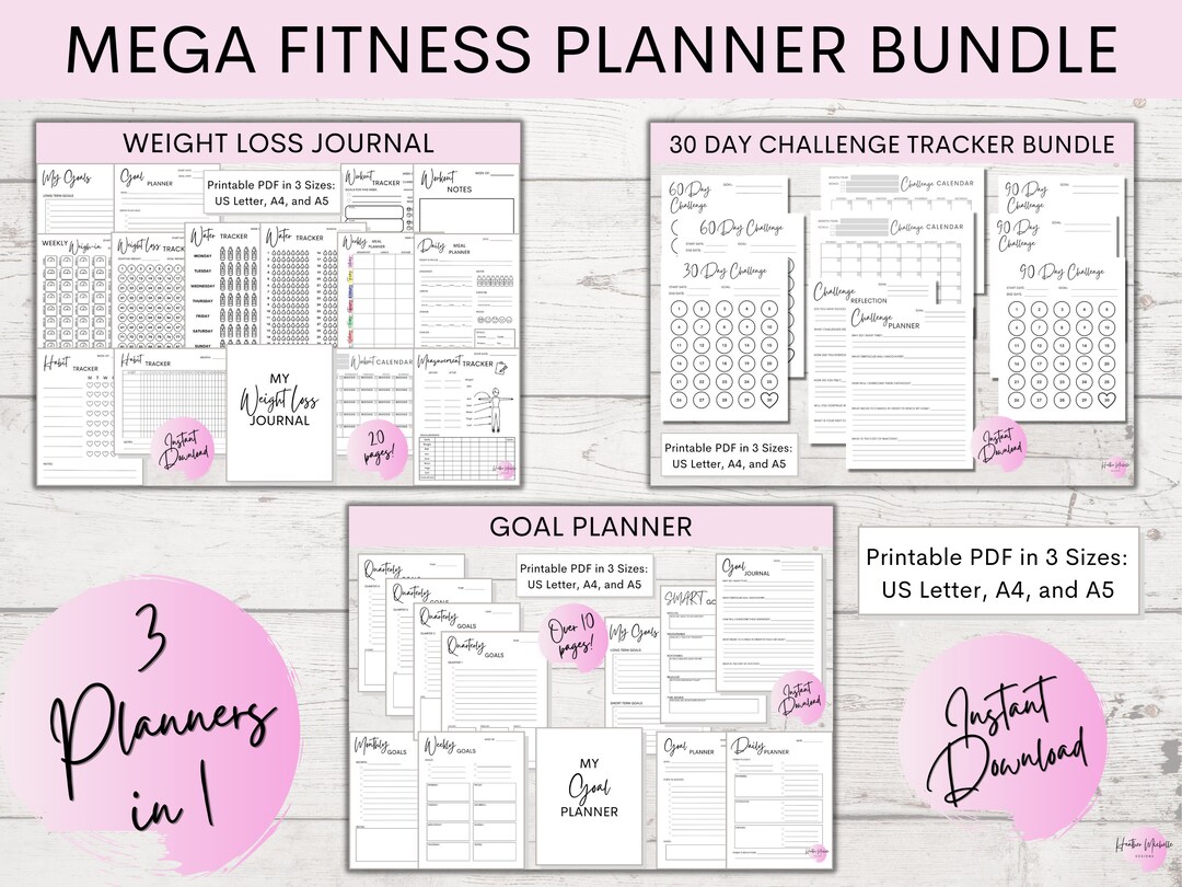 Weight Loss Journal Bundle | Habit Tracker | Goal Planner | Fitness ...