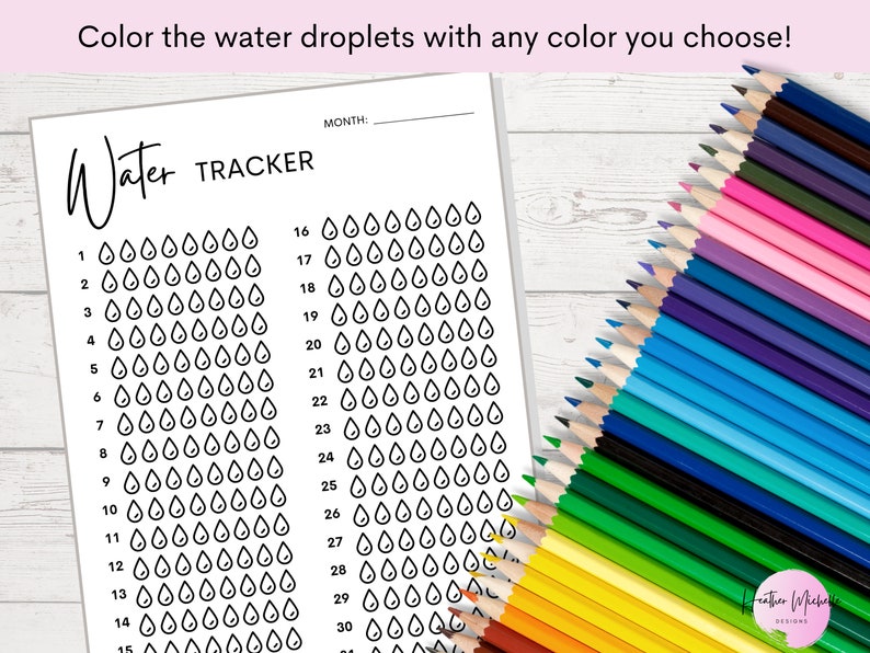 Water Tracker Printable Monthly Hydration Tracker Water Intake Water ...