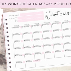 Monthly Workout Planner With Mood Tracker | Fitness Tracker | Printable ...