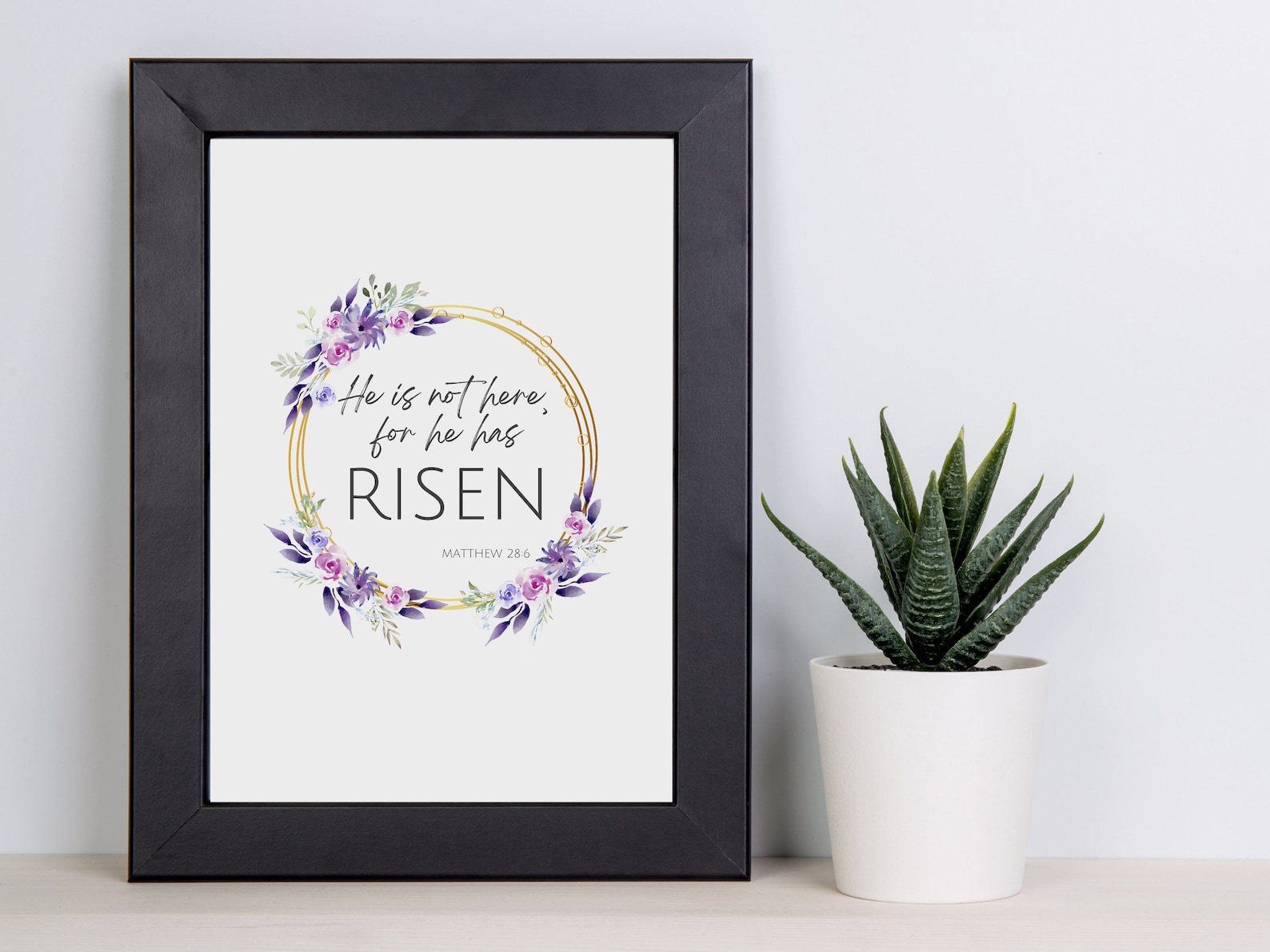 He is Not Here, for He is Risen Sign Easter Print Bible Verse Wall Art ...