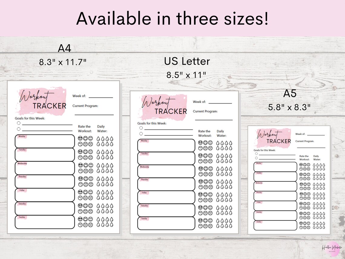 Weekly Fitness Workout Tracker | Printable PDF in Pink | Available in ...