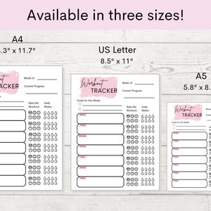 Weekly Fitness Workout Tracker | Printable PDF in Pink | Available in ...