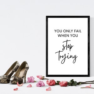 You Only Fail Motivational Wall Art Printable for Home, Office, and Gym ...