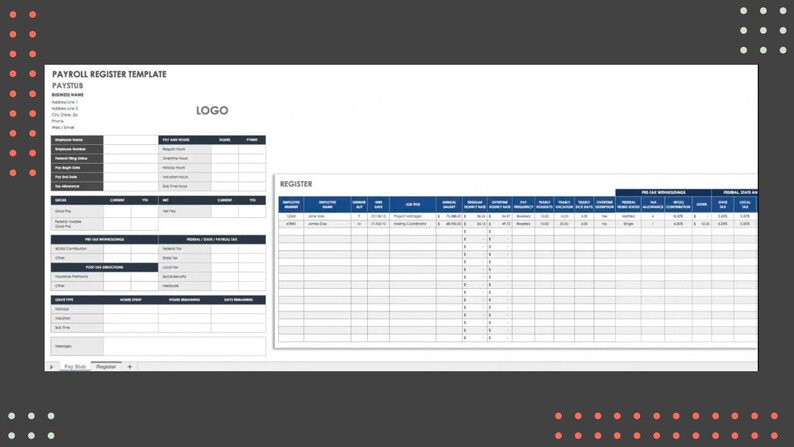 Payroll Register Template | Employee Payroll Sheet Excel | Pay Tracker ...