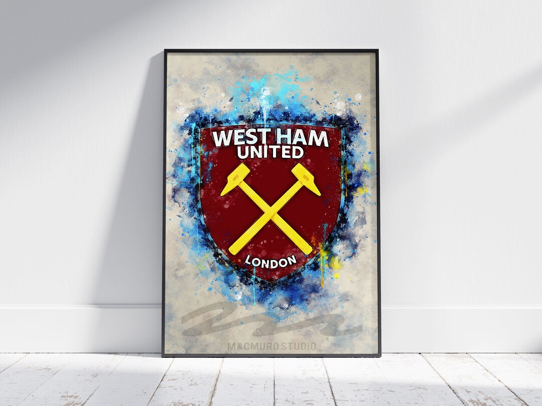 West Ham Logo Watercolor Painting Poster, West Ham Logo Watercolor Wall ...