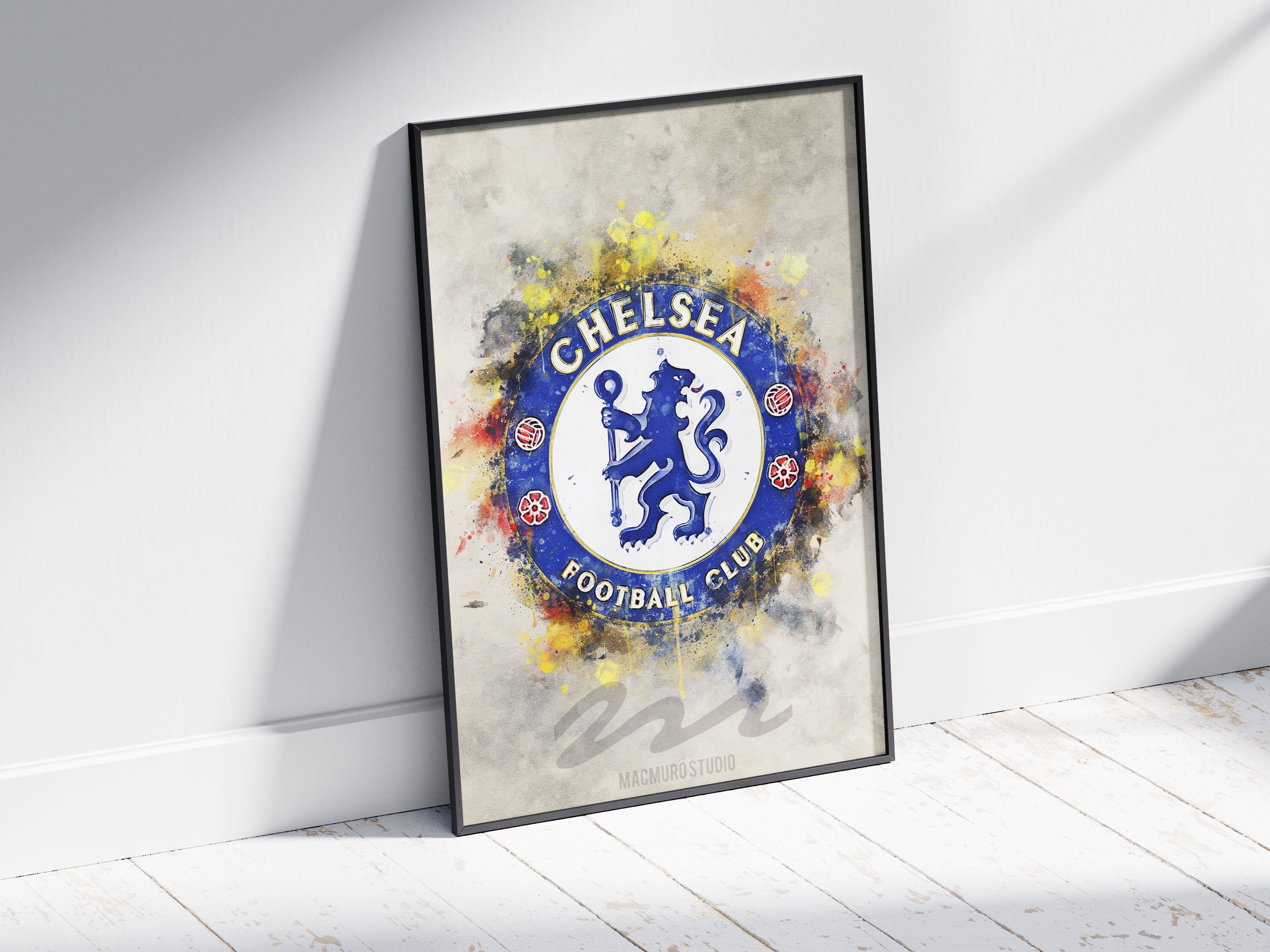 Chelsea Logo Watercolor Painting Poster, Chelsea Logo Watercolor Wall ...