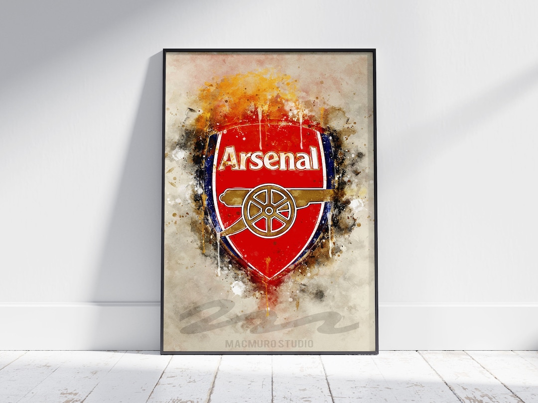 Arsenal Logo Watercolor Painting Poster, Arsenal FC Logo Watercolor ...