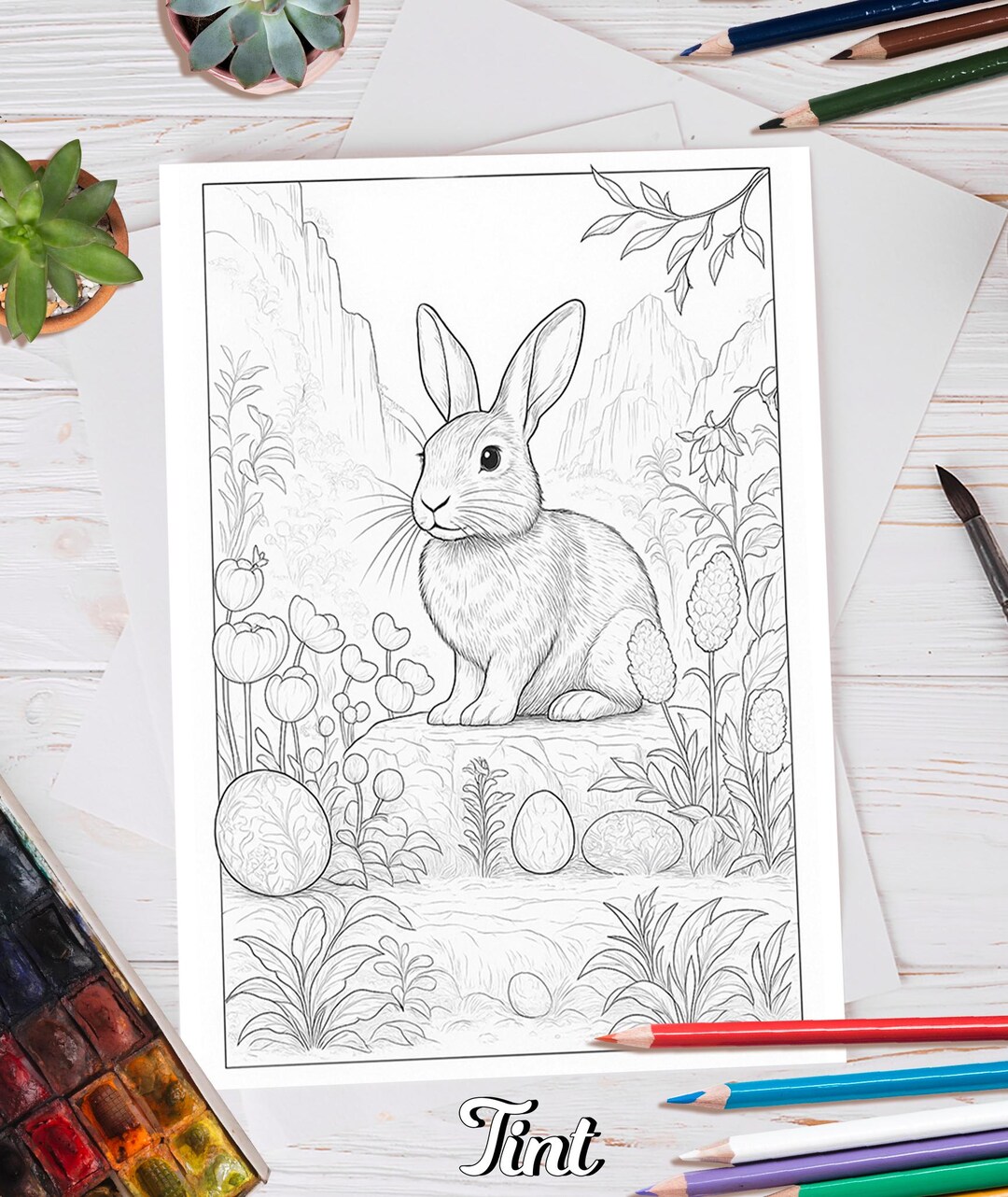 Easter Bunny Coloring Page – Hand-drawn Spring Animal Art – A4 ...