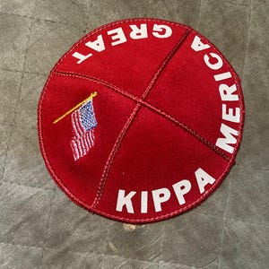 Trump Leather Kippah | MAGA Suede Yarmulke With Embroidered Logo | Make ...