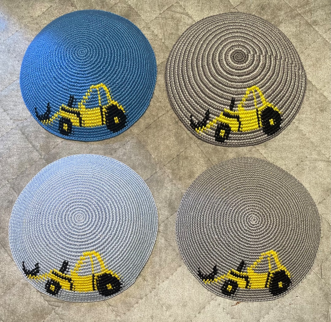 Authentic Handmade Tractor Kippot for Kids: Premium 100% Cotton Crochet ...