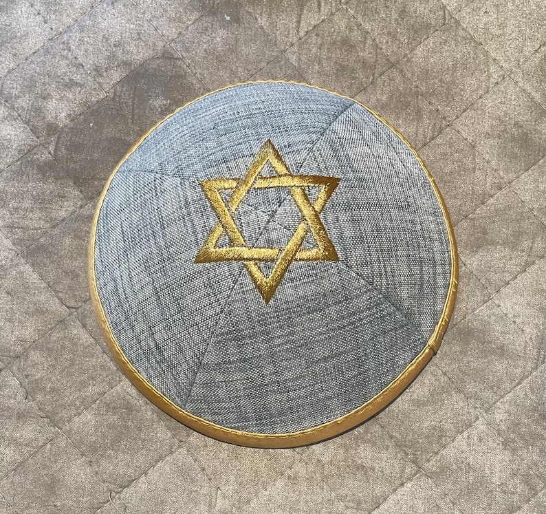 Star of David Kippah - Premium Israeli Kipa With Exquisite Embroidered ...