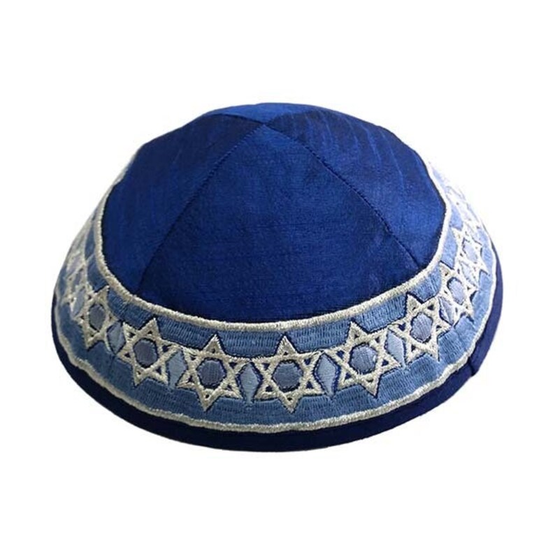 Star of David Kippah - Premium Israeli Kipa With Exquisite Embroidered ...