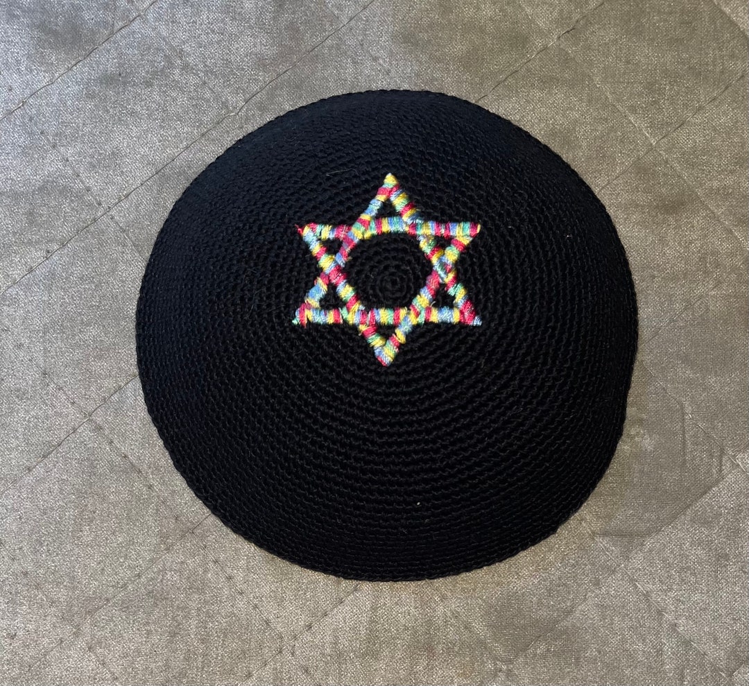 Handmade Crochet Kippah With Exquisite Star of David Embroidery | Kipa ...