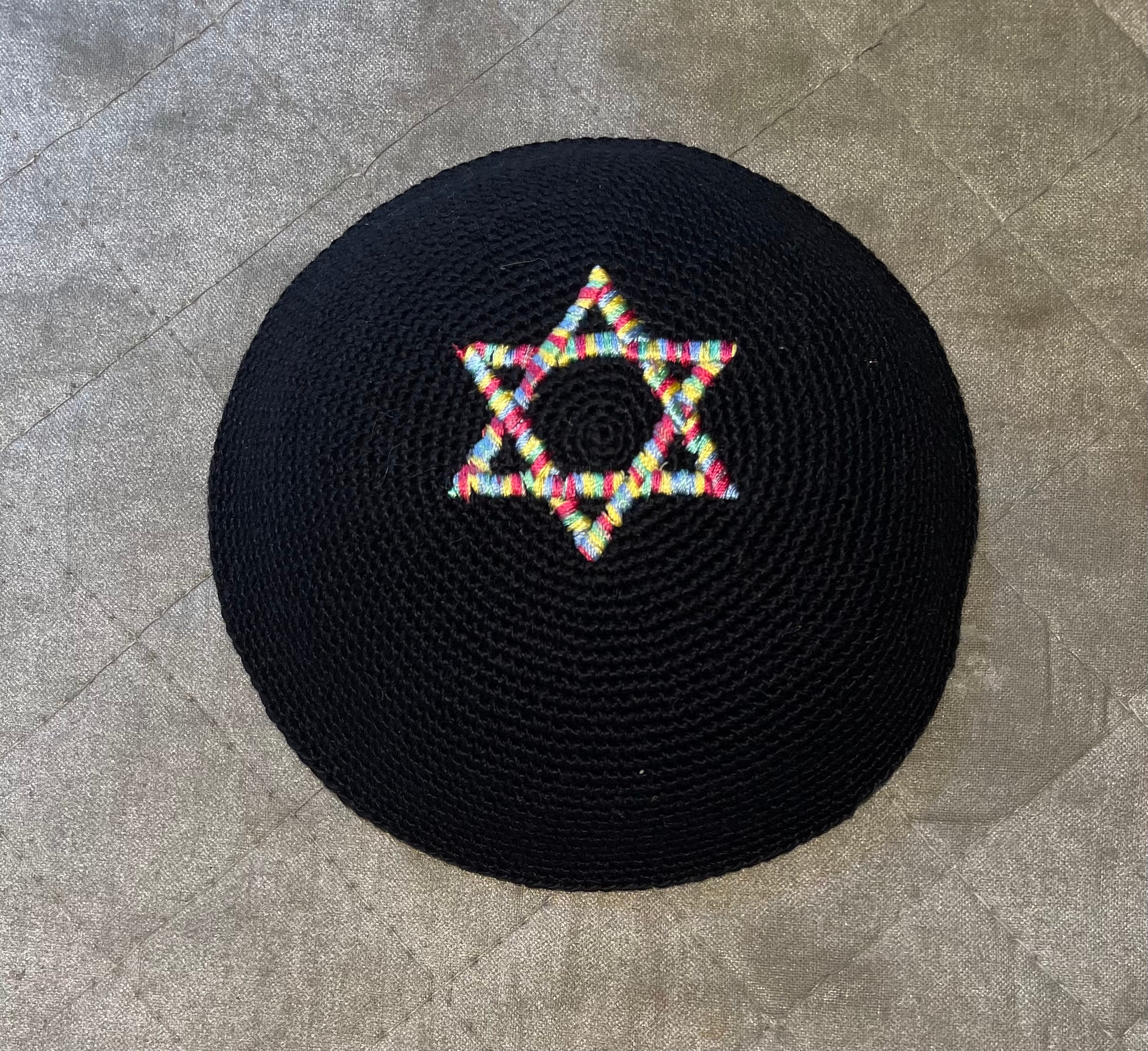 Handmade Crochet Kippah With Exquisite Star of David Embroidery Kipa ...