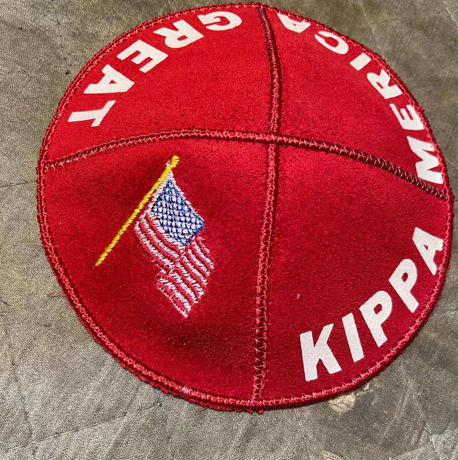 Trump Leather Kippah | MAGA Suede Yarmulke With Embroidered Logo | Make ...