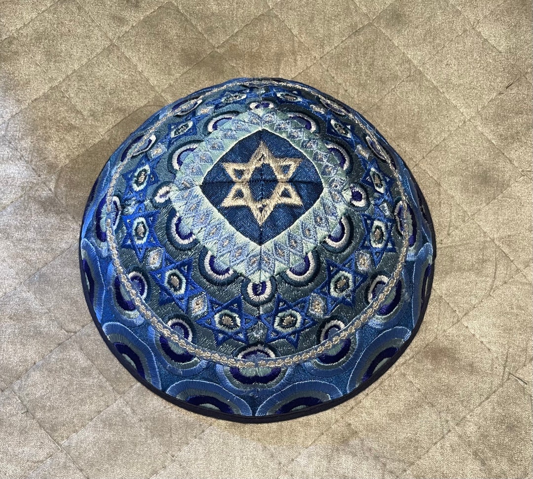 Authentic Israeli Design Star of David Embroidered Special Kippah ...