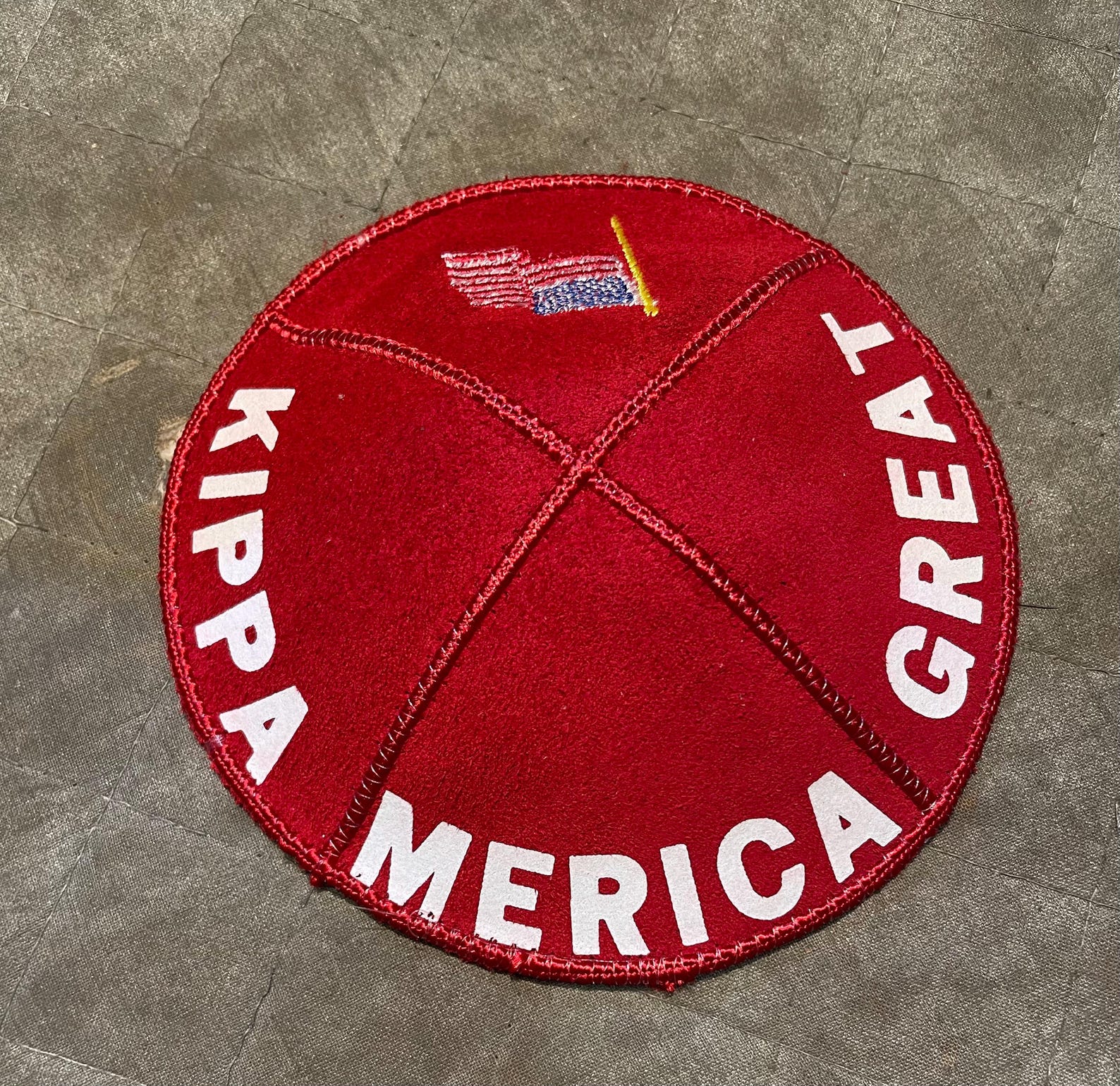 Trump Leather Kippah | MAGA Suede Yarmulke With Embroidered Logo | Make ...