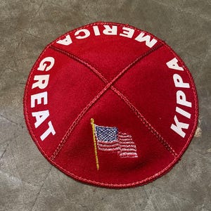 Trump Leather Kippah | MAGA Suede Yarmulke With Embroidered Logo | Make ...