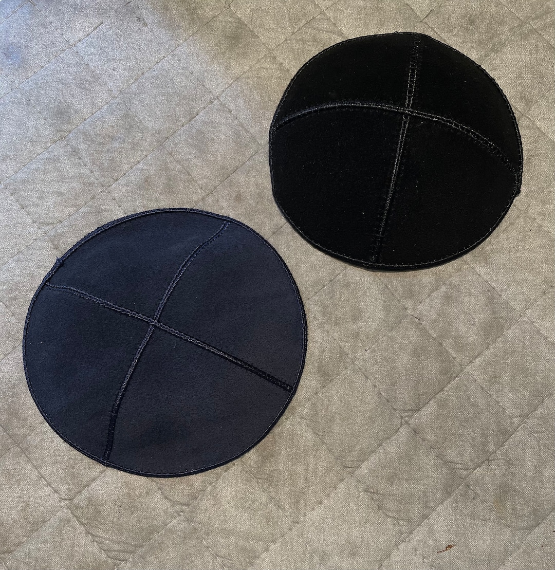 Stylish Suede Leather Kipa in Navy or Black - Available in 15 Cm ...
