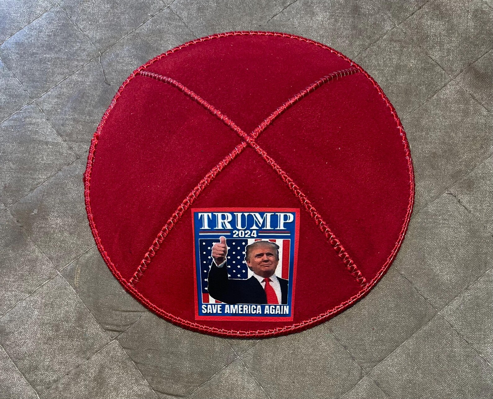 Trump Leather Kippah | MAGA Suede Yarmulke With Embroidered Logo | Make ...