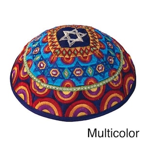 Authentic Israeli Design Star of David Embroidered Special Kippah ...
