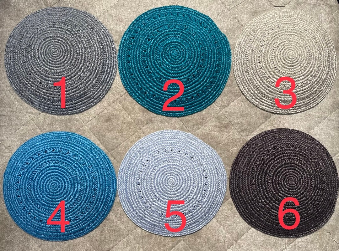 Premium Handcrafted Solid Color Kippot - 100% Cotton Kipa With DMC Yarn ...