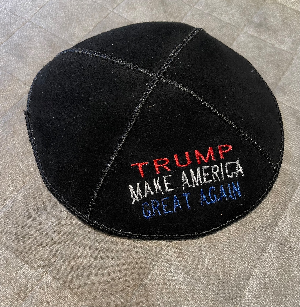 Trump Leather Kippah MAGA Suede Yarmulke With Embroidered - Etsy