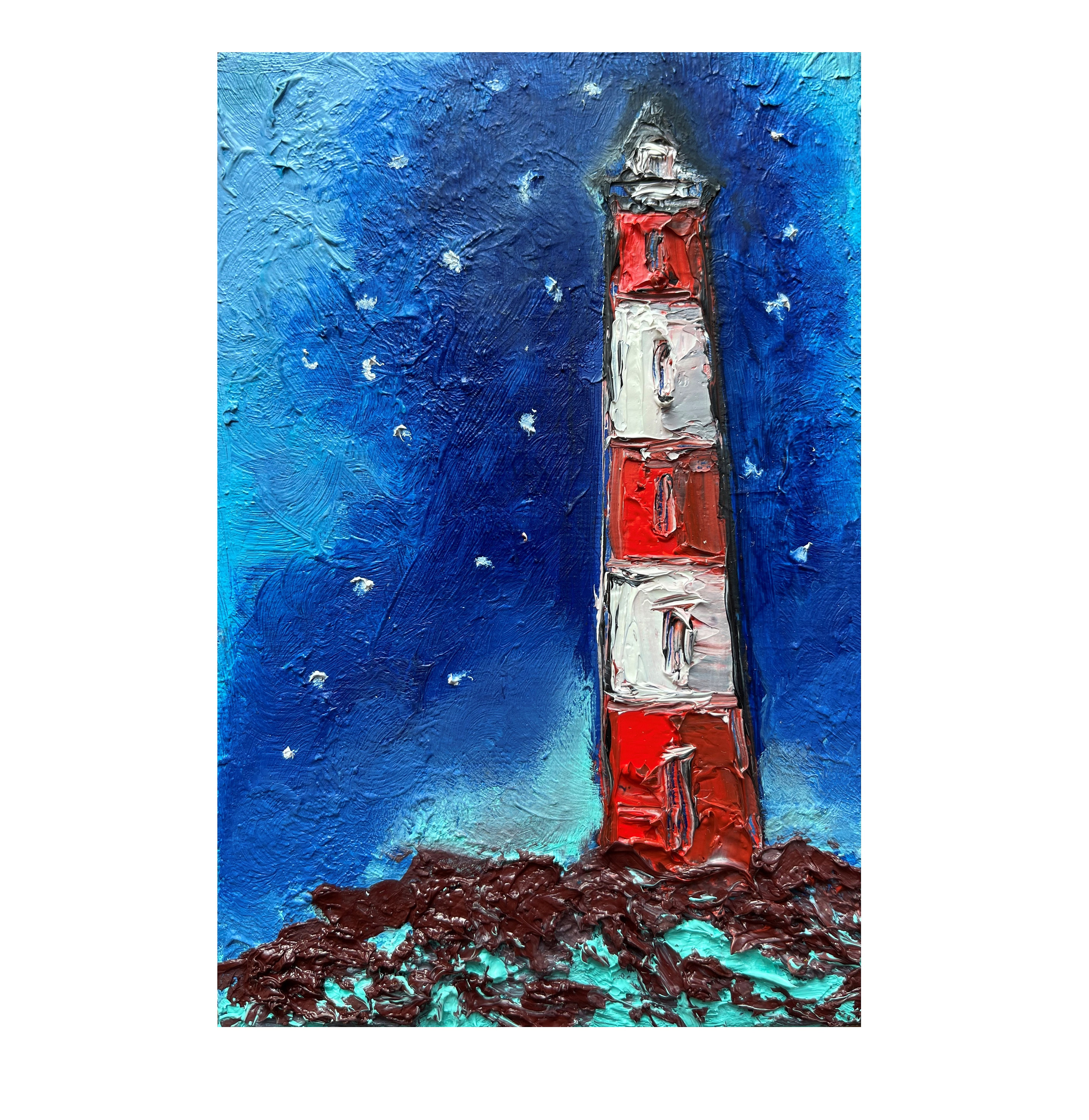 Lighthouse Painting Abstract Lighthouse Original Painting Impasto ...