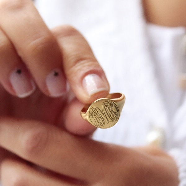 Monogram Signet Ring - Etsy