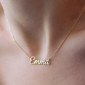 14K Solid Gold Name Necklace-real Gold Name Necklace-name Necklace Gold ...