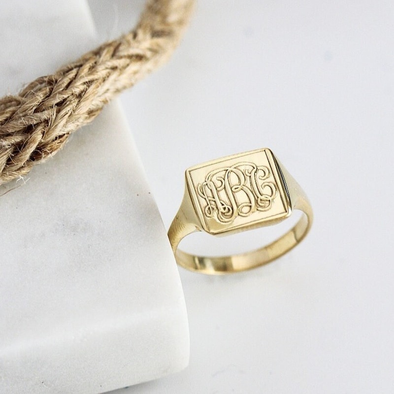 Monogram Signet Ring - Etsy