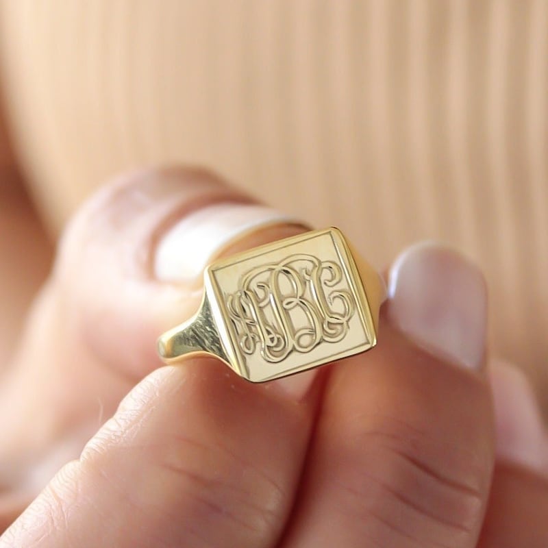 Monogram Signet Ring - Etsy