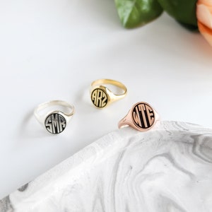 Block Monogram Ring - Ring-personalized Signet Ring-personalized ...