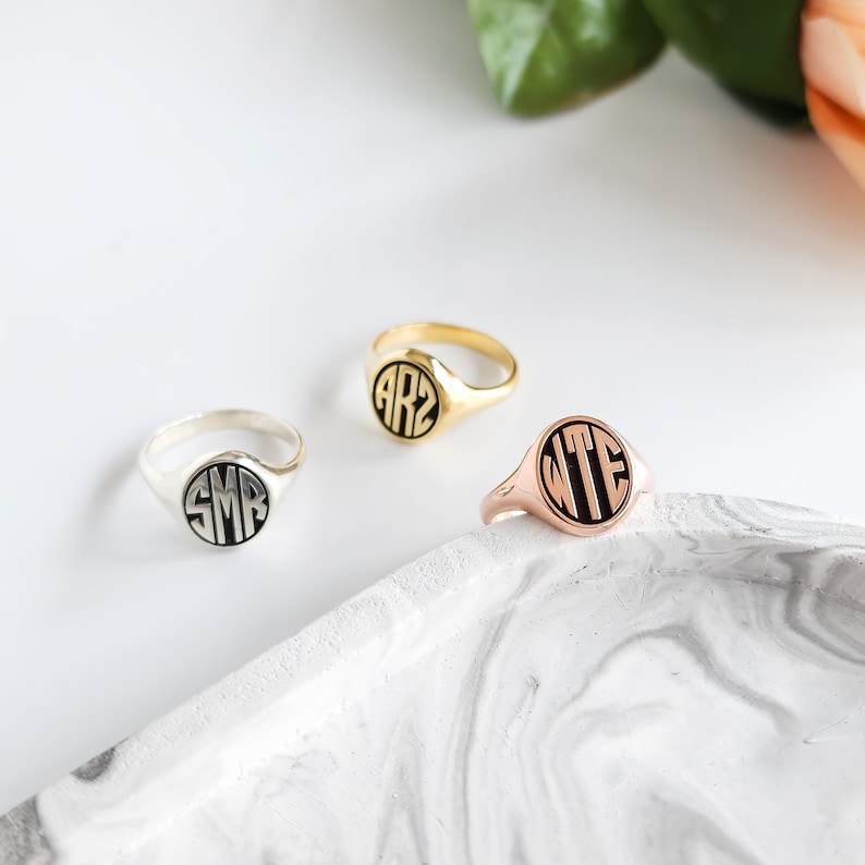 Block Monogram Ring - Ring-personalized Signet Ring-personalized ...