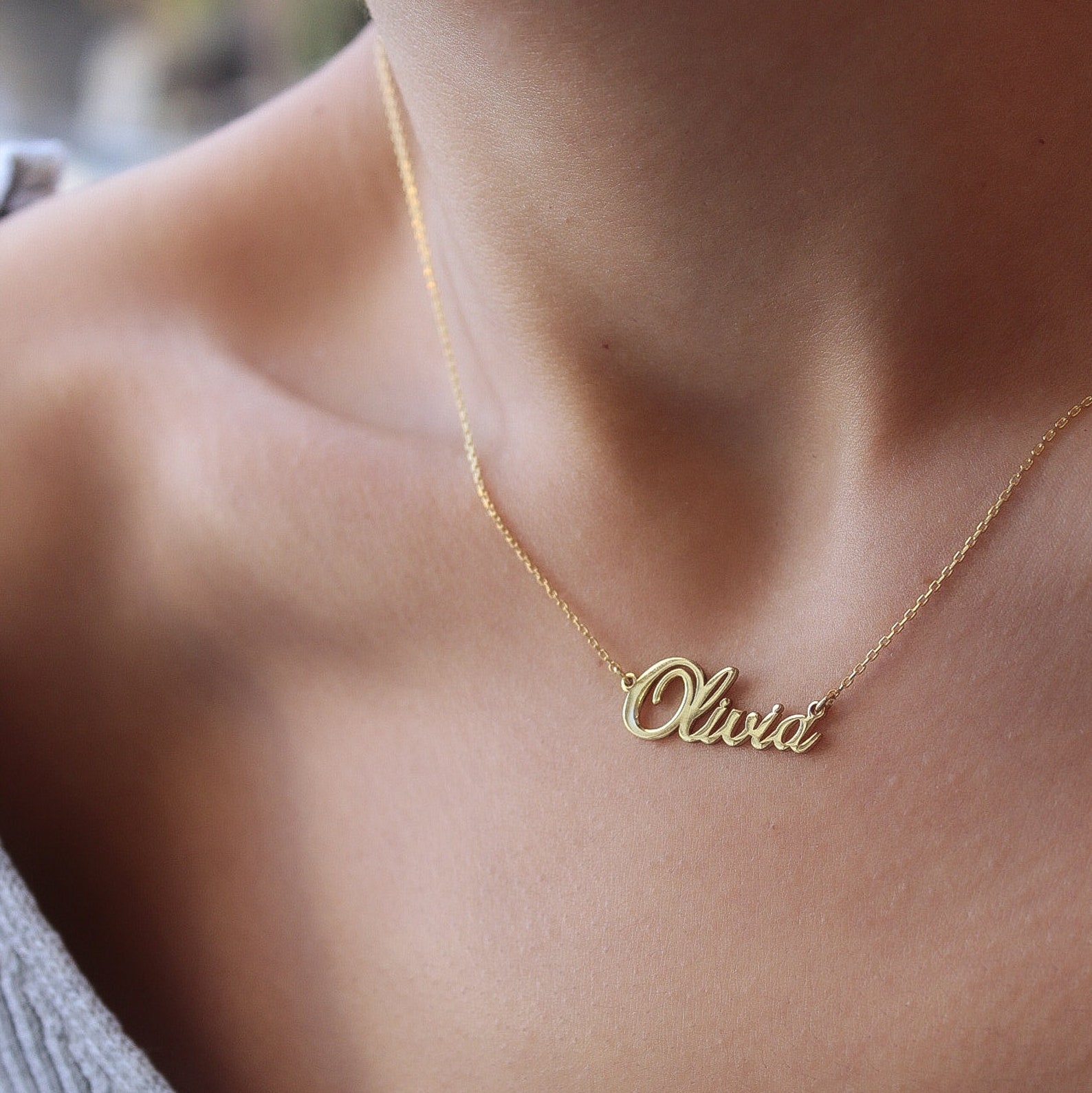 14K Solid Gold Name Necklace-real Gold Name Necklace-name Necklace Gold ...