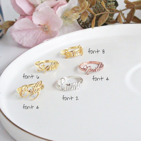 14K Solid Gold Name Ring-gold Name Ring-dainty Name - Etsy
