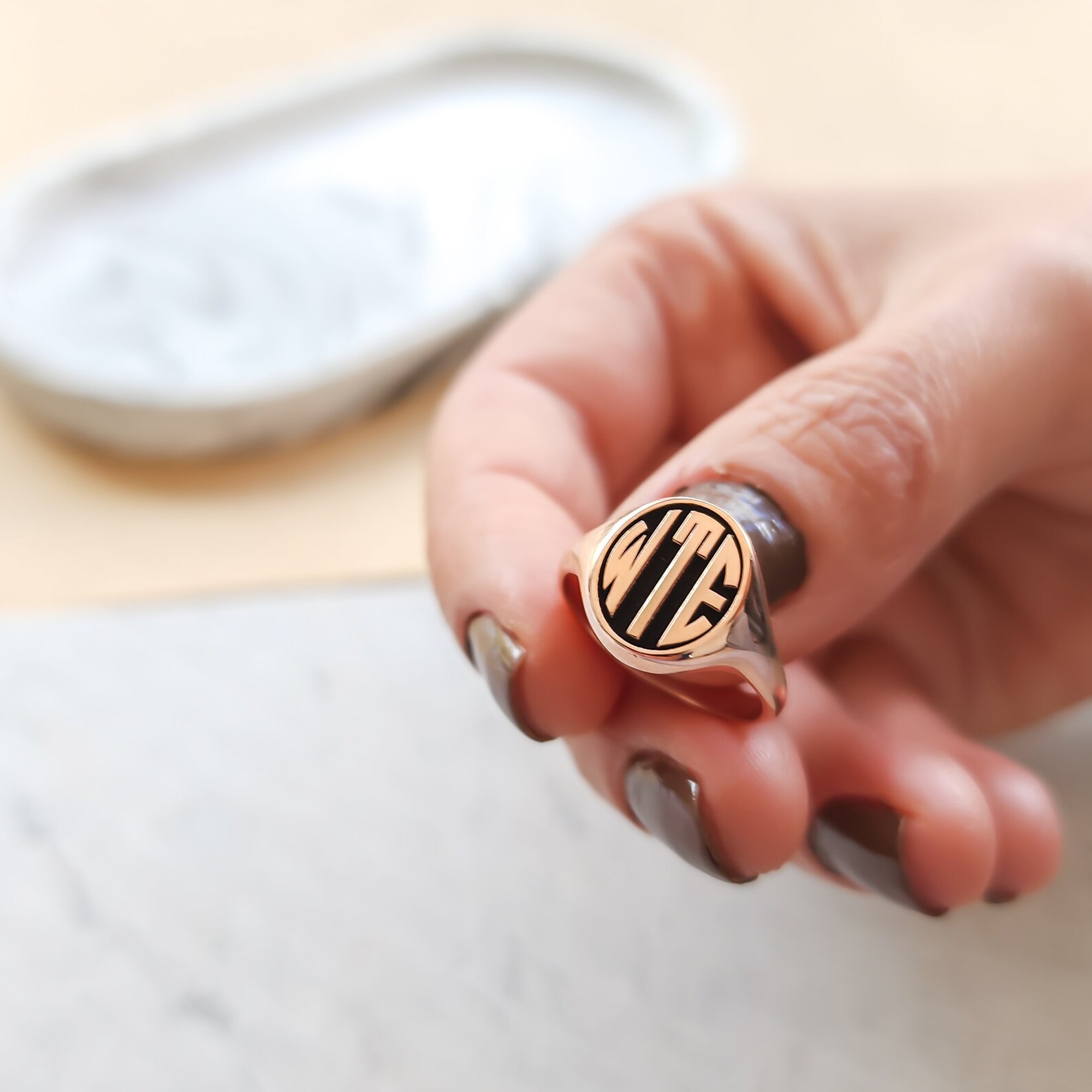 Block Monogram Ring - Ring-personalized Signet Ring-personalized ...