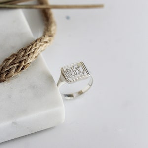 Square Monogram Ring-personalized Signet Ring-personalized Jewelry-monogram Jewelry-gifts for ...